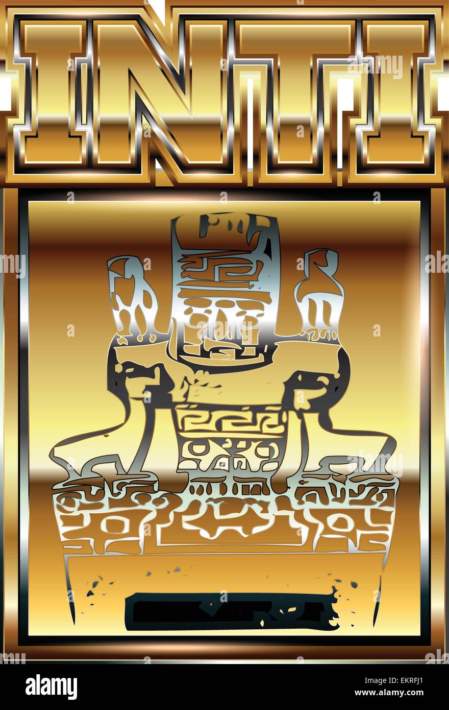 Ancient peruvian gold ornament illustration hi-res stock photography ...