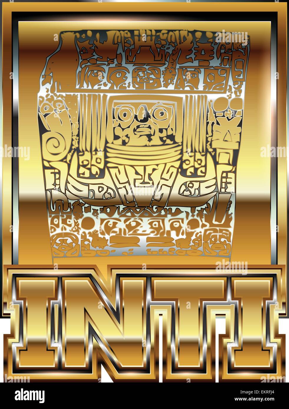 Ancient peruvian gold ornament illustration hi-res stock photography ...