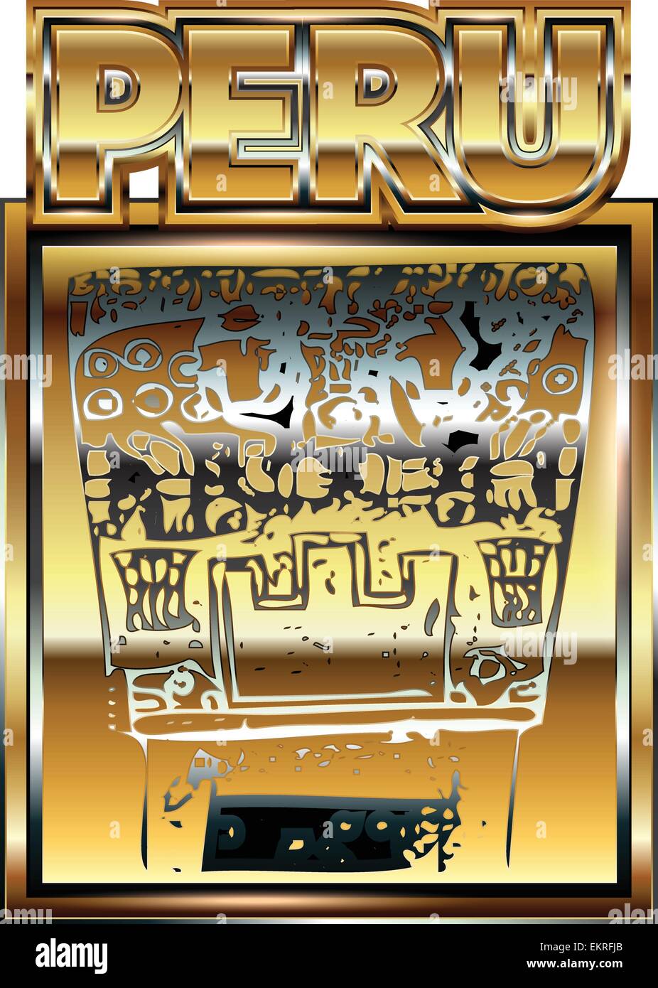 Ancient peruvian gold ornament illustration hi-res stock photography ...