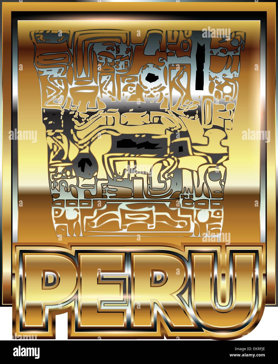 Ancient peruvian gold ornament illustration hi-res stock photography ...