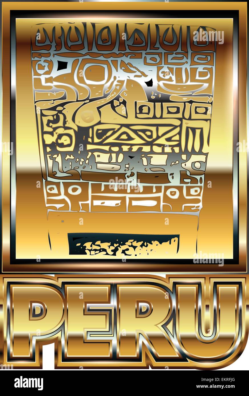 Ancient peruvian gold ornament illustration Stock Vector Images - Alamy