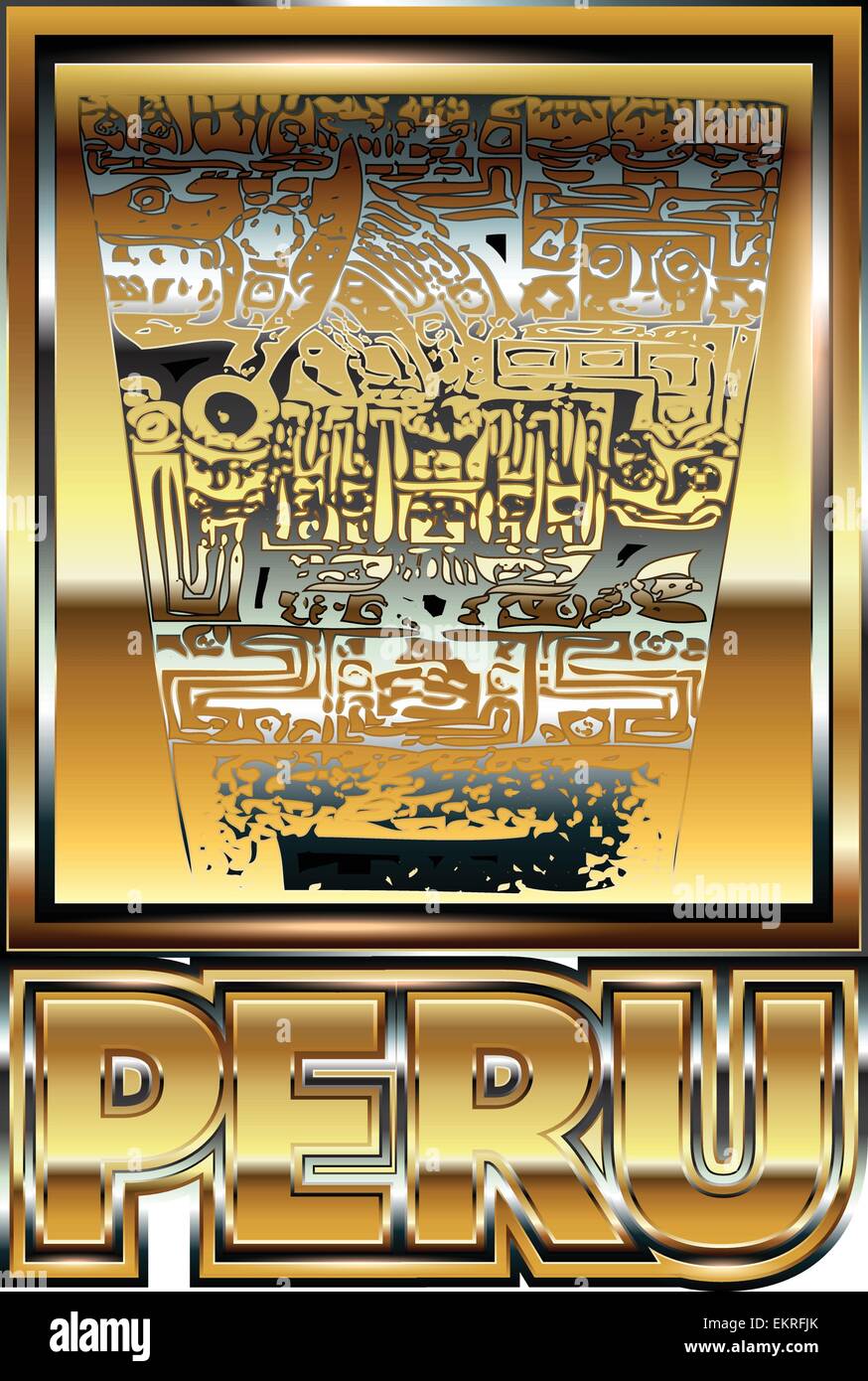 Ancient peruvian gold ornament illustration hi-res stock photography ...