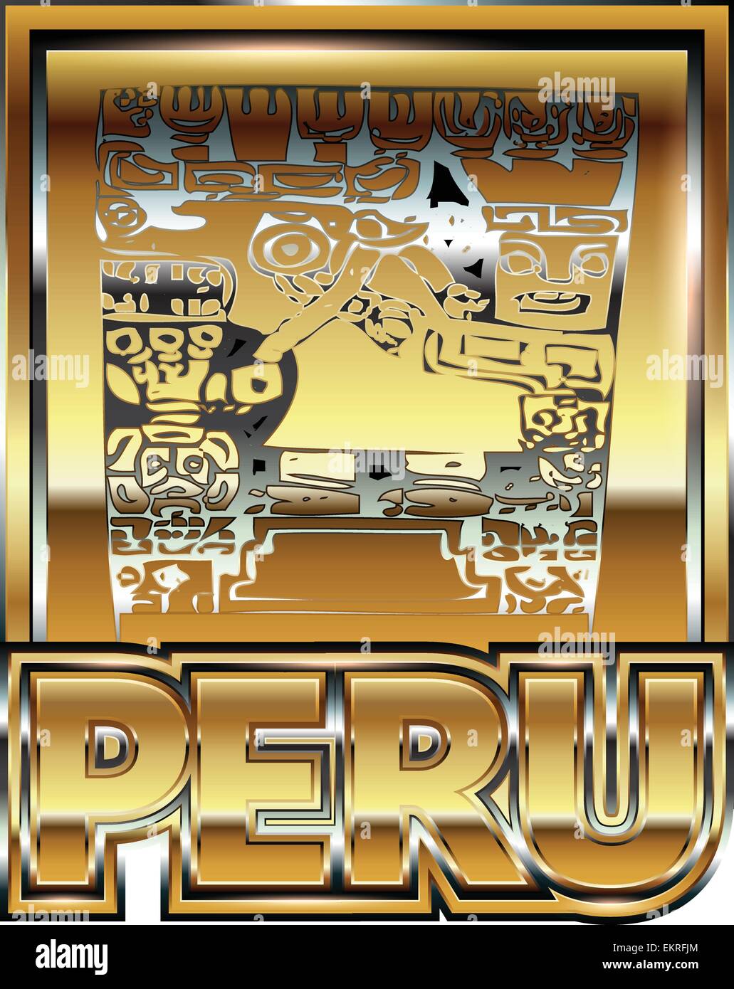 Ancient peruvian gold ornament illustration Stock Vector Images - Alamy