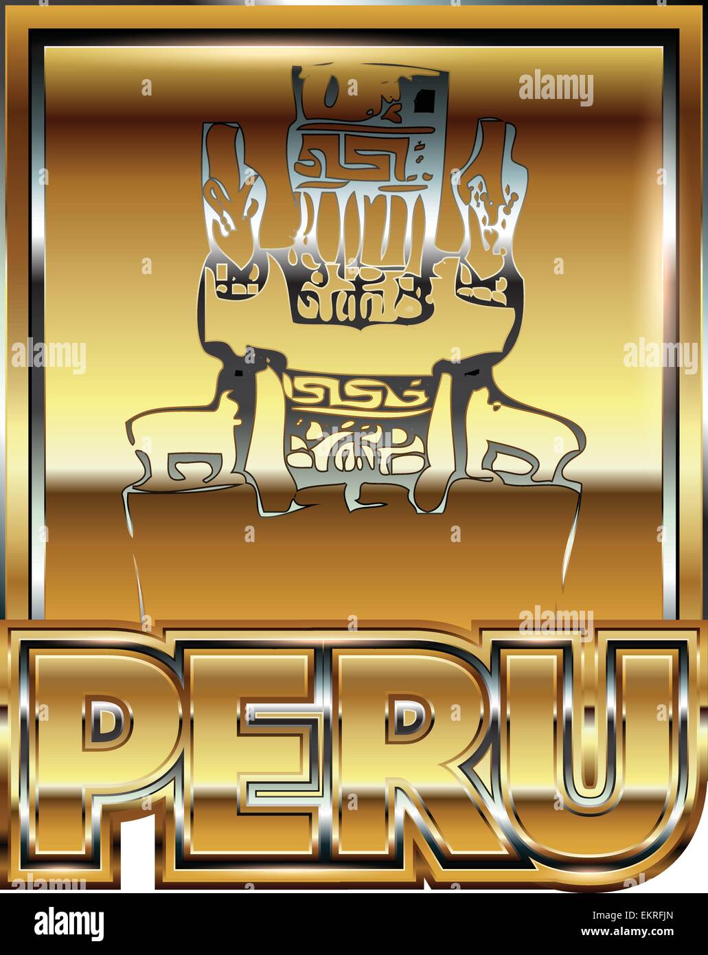 Ancient peruvian gold ornament illustration hi-res stock photography ...