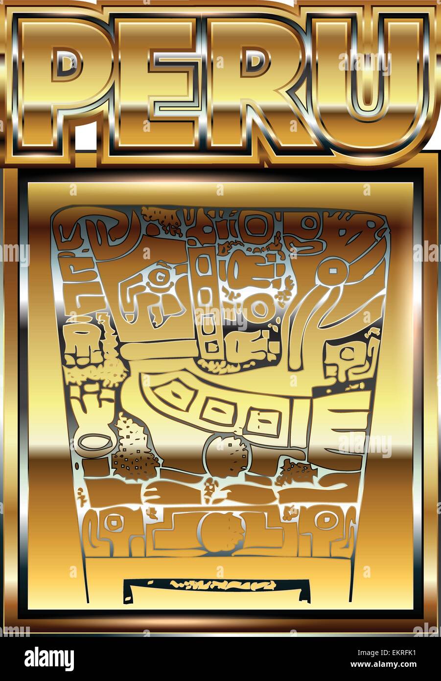 Ancient peruvian gold ornament illustration hi-res stock photography ...