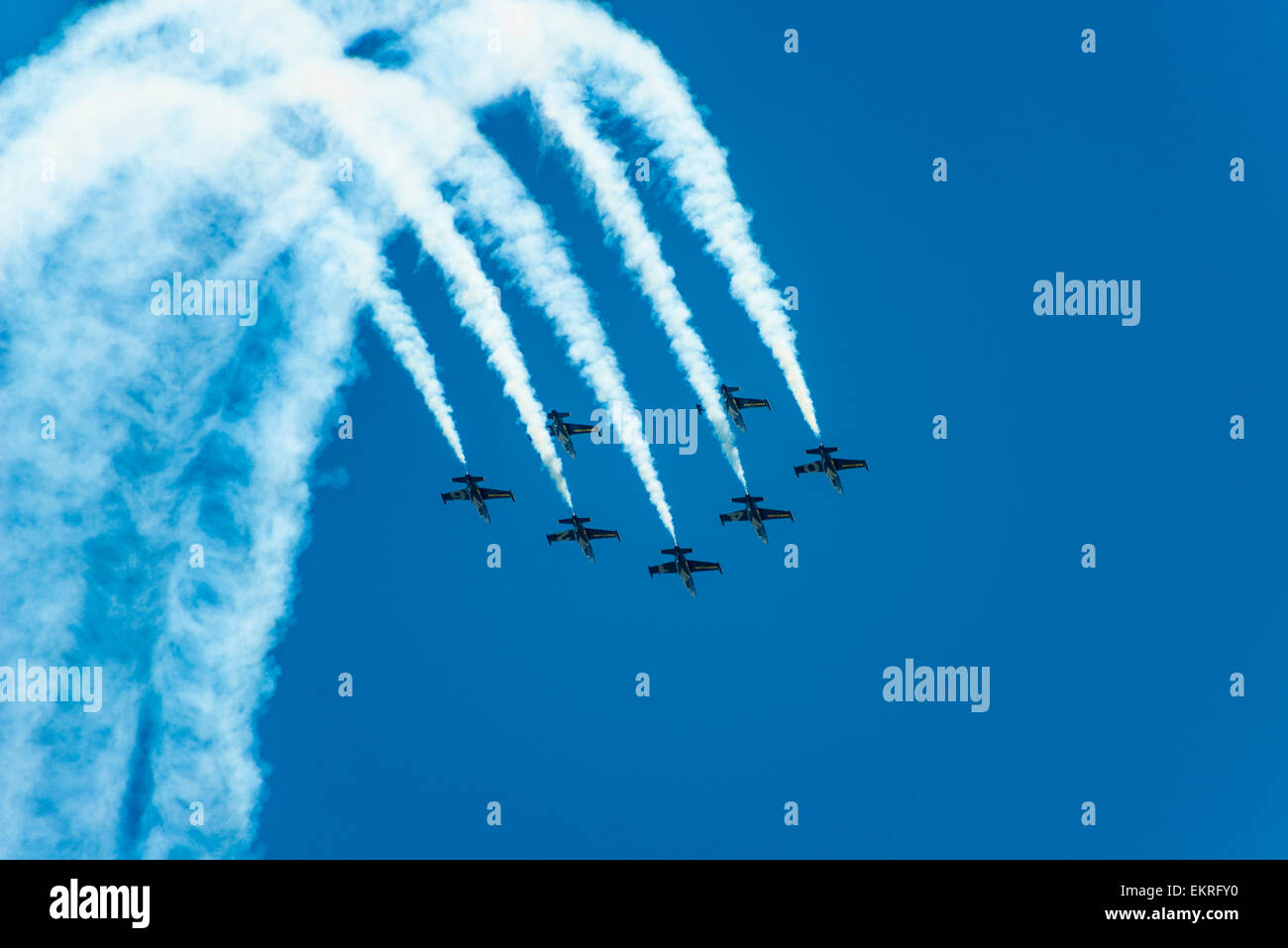 Breitling jet team flying in formation; Locarno, Ticino, Switzerland ...