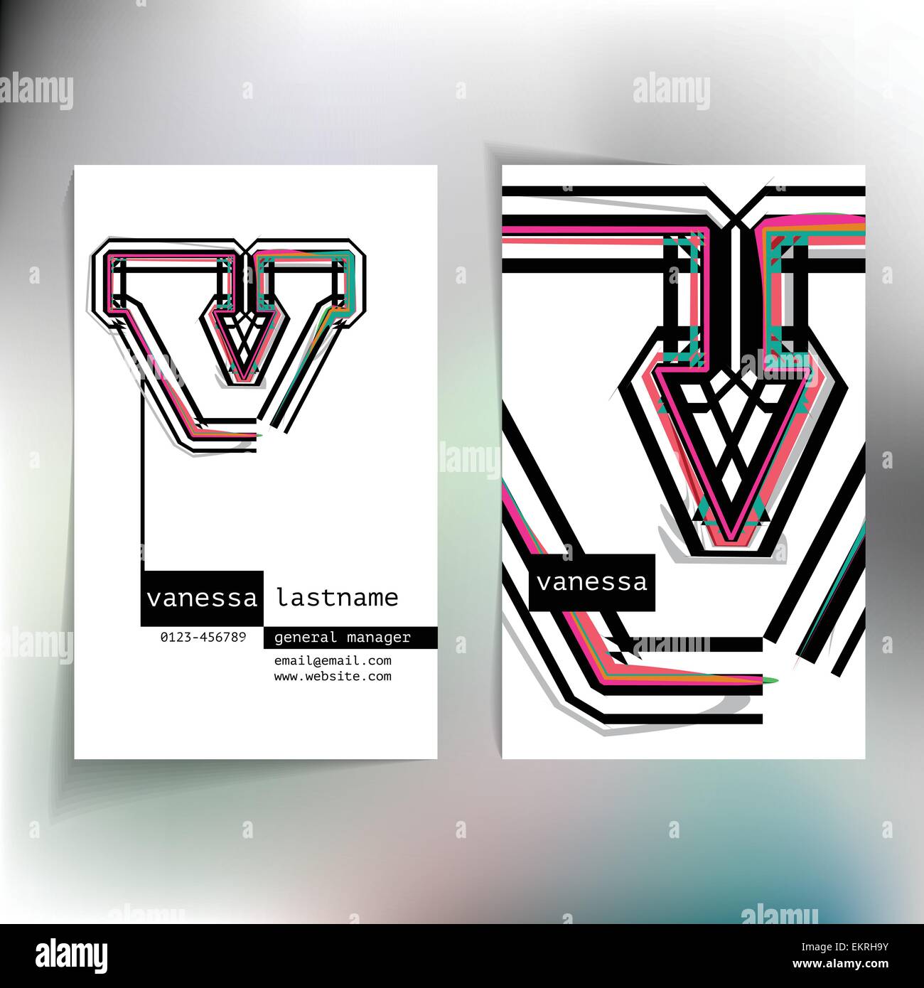 Business card design with letter v Stock Vector Image & Art - Alamy