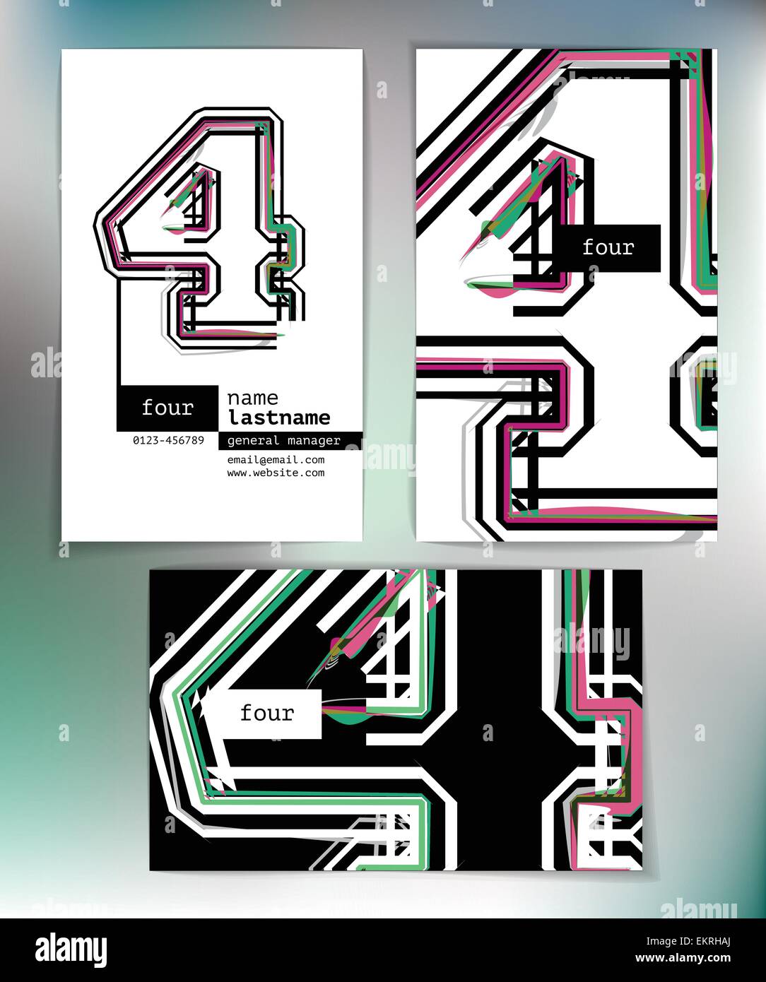 Business card design with number 4 Stock Vector Image & Art - Alamy