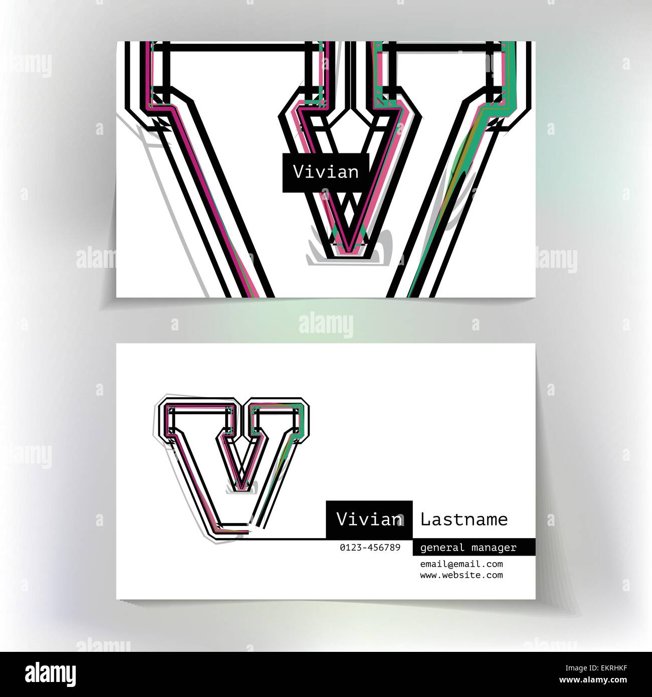 Business card design with letter V Stock Vector Image & Art - Alamy