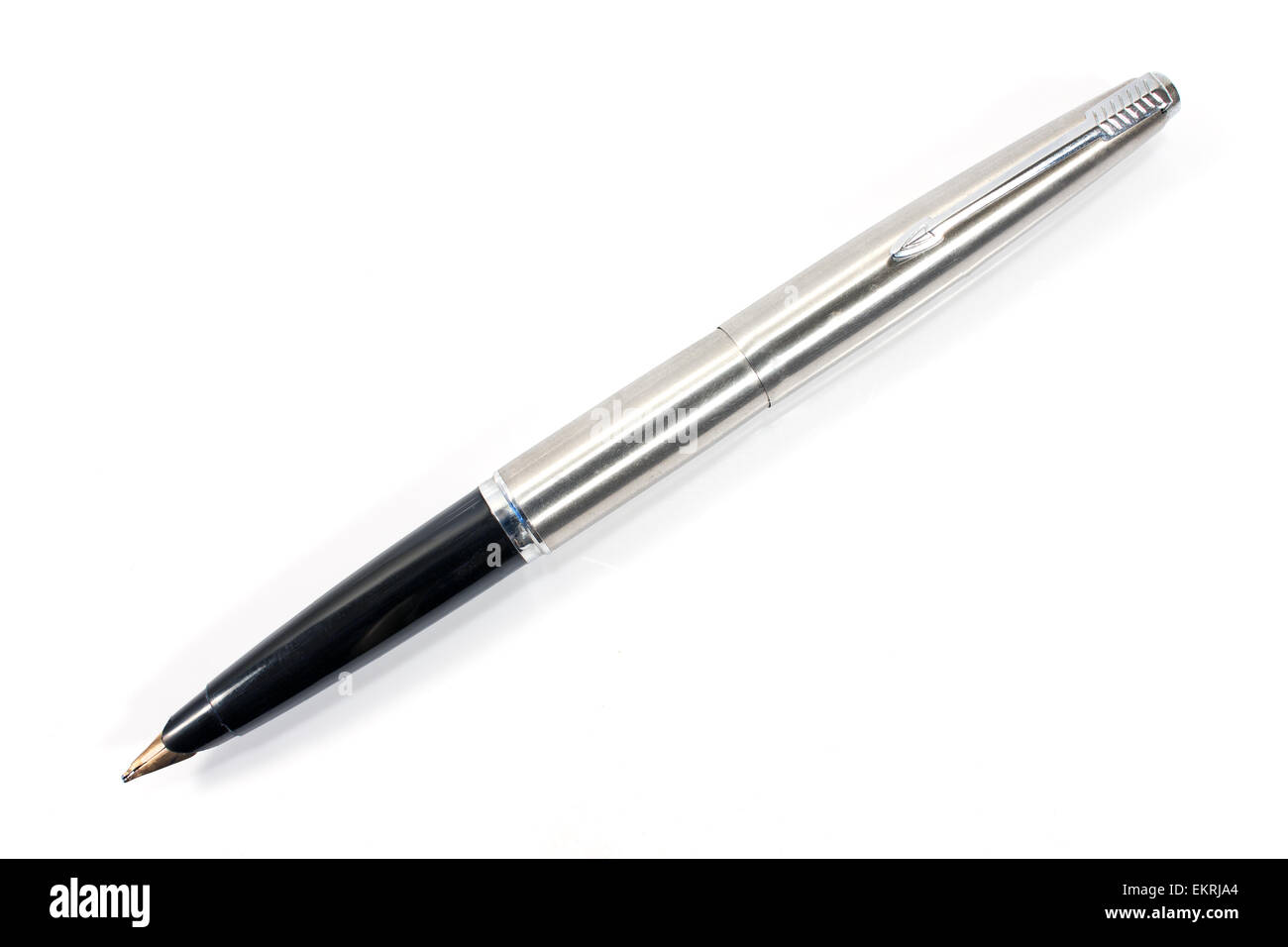 Silver metal pen isolated on white Stock Photo - Alamy