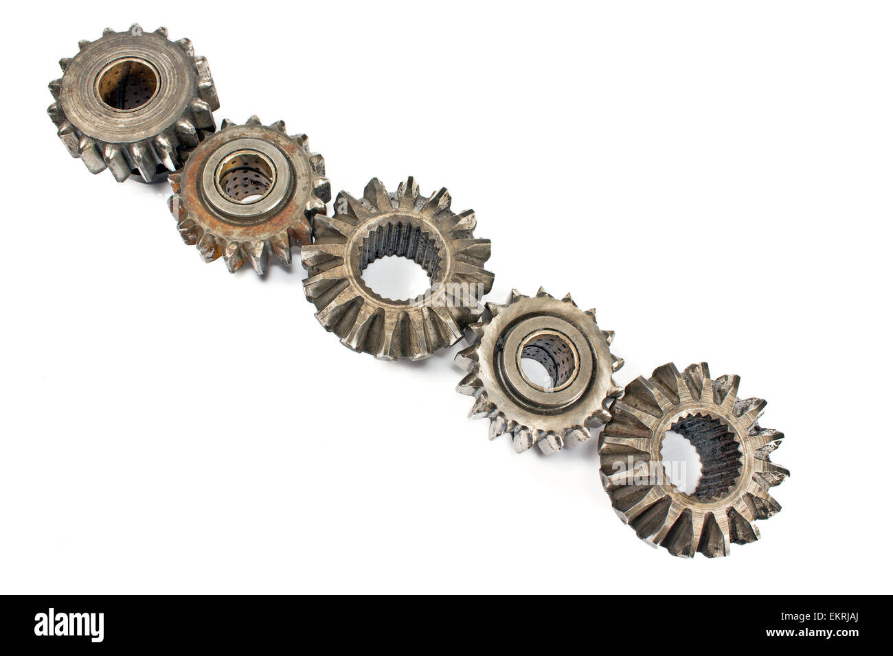Old metal cogs isolated on white Stock Photo - Alamy