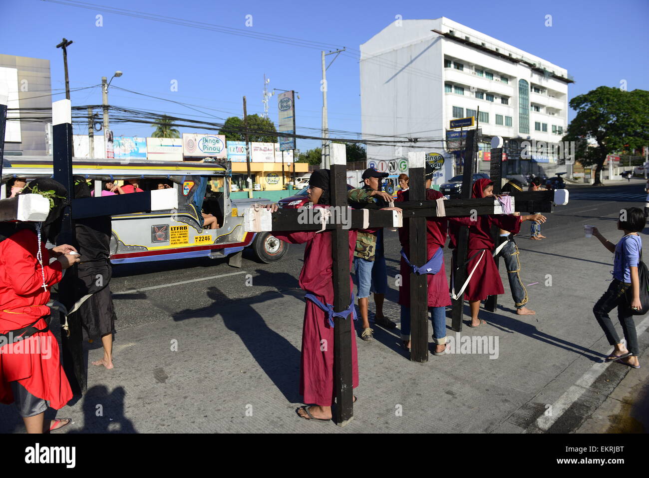 Good Friday curcifixion procession in Pampanga, Philippines Stock Photo ...