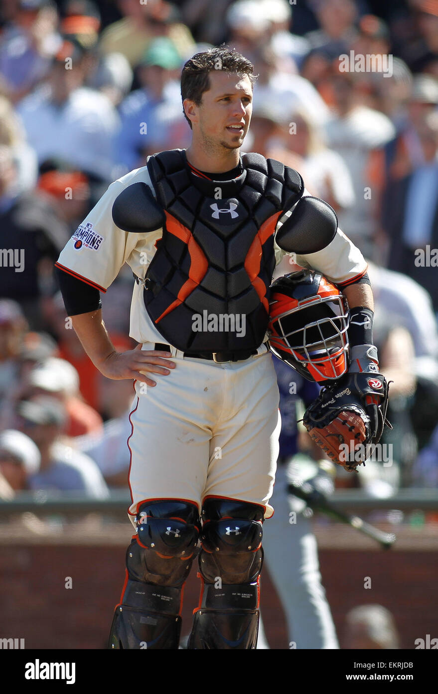 San Francisco, CA. 13th Apr, 2015. San Francisco Giants catcher Buster ...