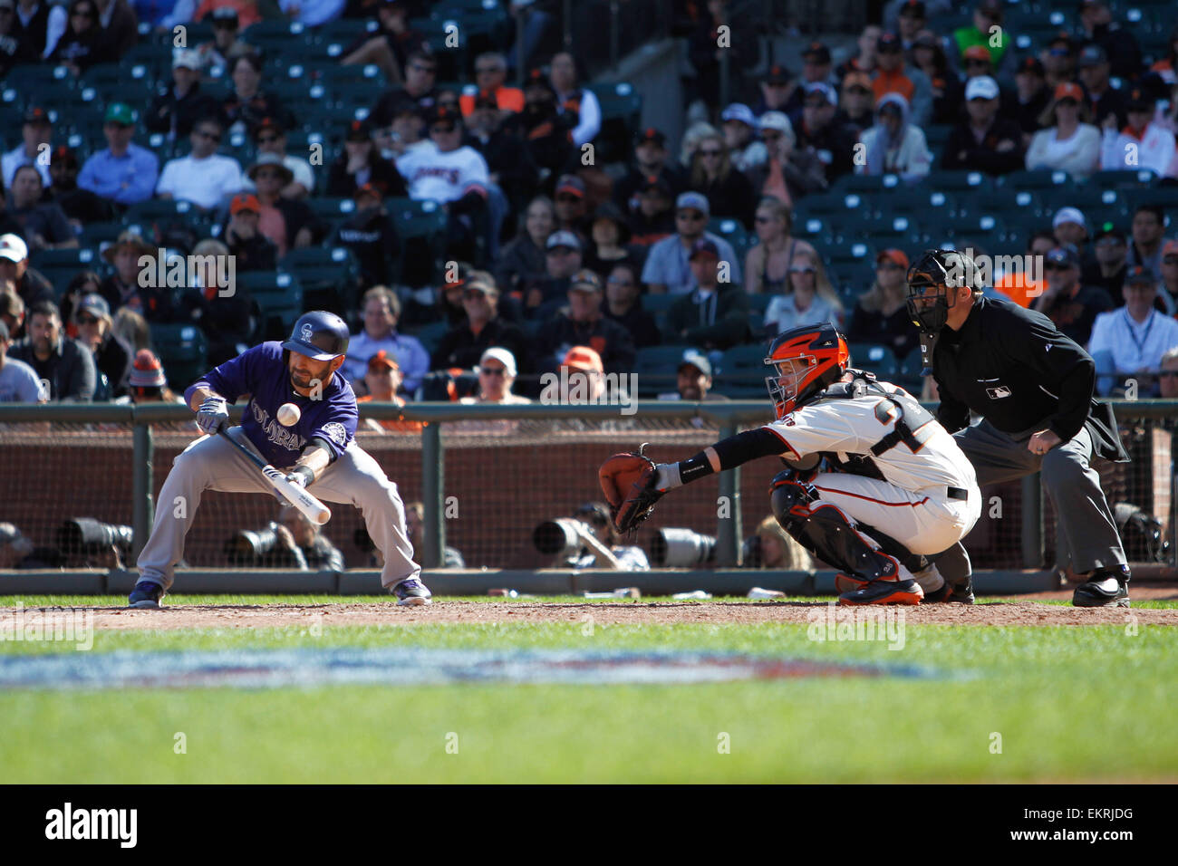 San Francisco, CA. 13th Apr, 2015. Colorado Rockies shortstop Daniel ...