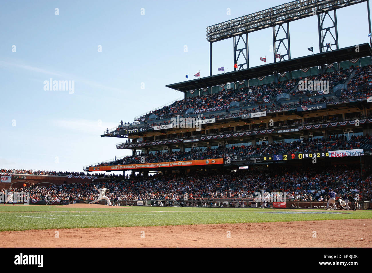 San Francisco, CA. 13th Apr, 2015. Overview of the MLB baseball game ...