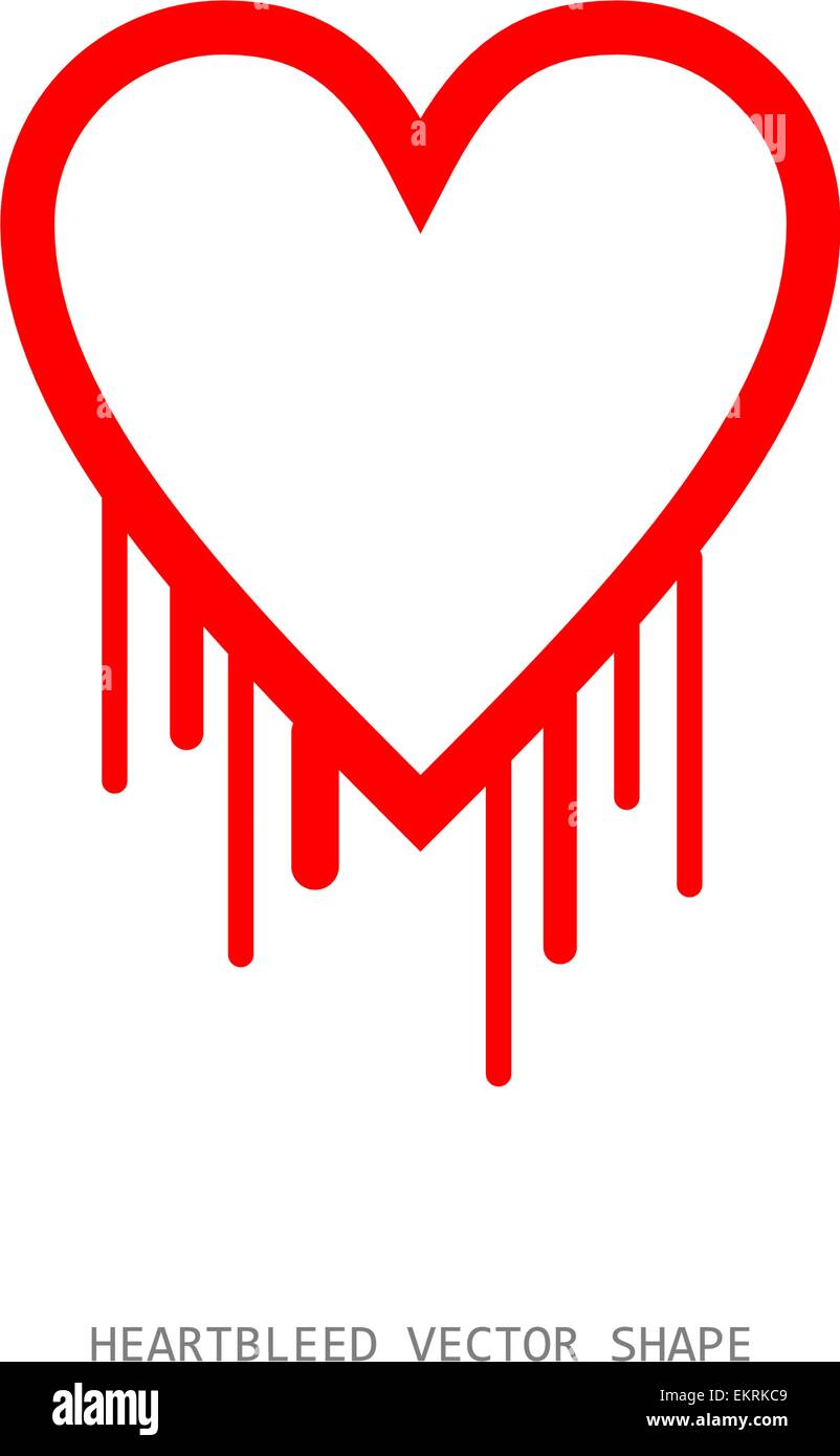 Clean heartbleed openssl bug vector shape, red bleeding heart on white ...