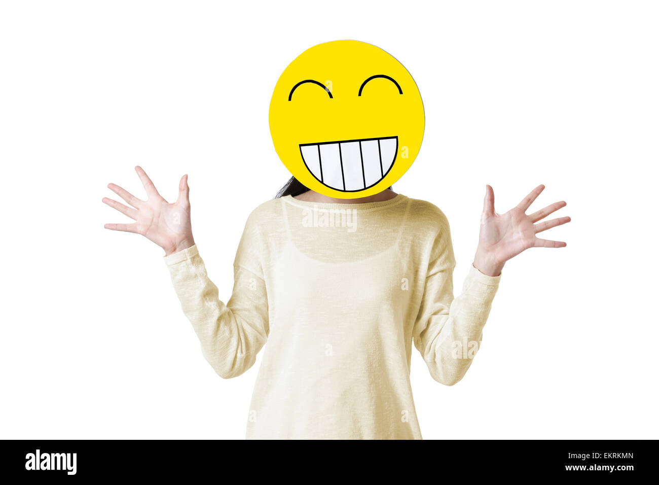 Happy laughing emoji emoticon smiley hi-res stock photography and ...
