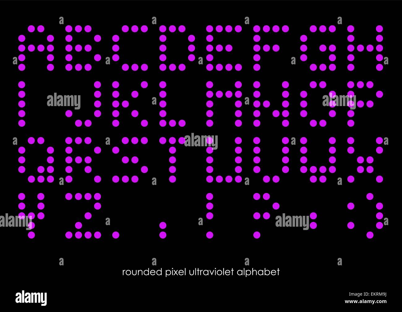 Rounded flat pixel art alphabet font in ultravioletl color Stock Vector ...