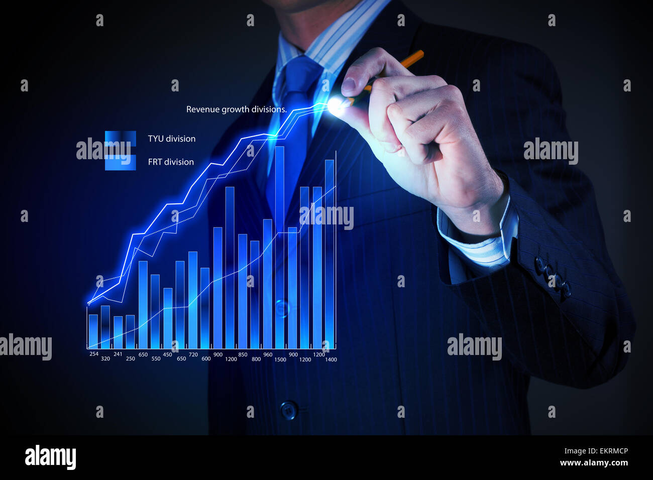 Business man drawing graphics Stock Photo - Alamy
