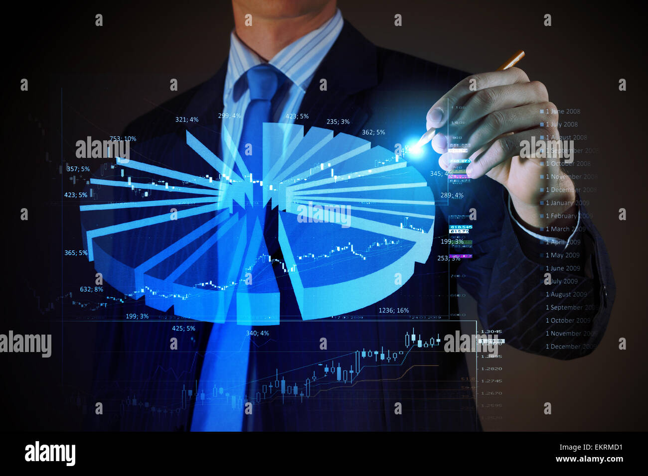 Business man drawing graphics Stock Photo - Alamy