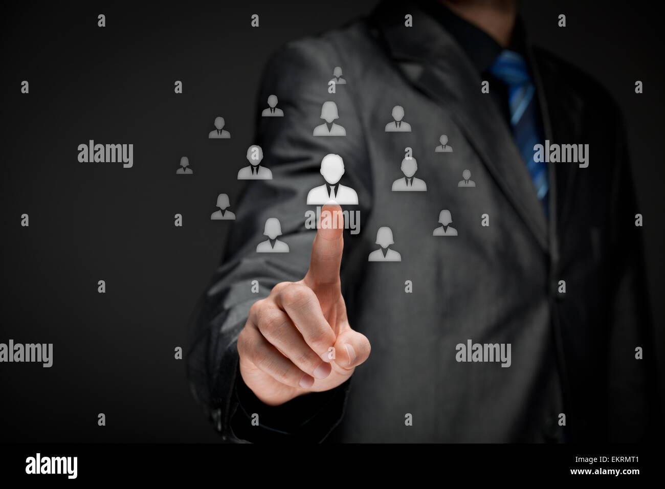 Human resources officer (HR) choose employee standing out of the crowd ...