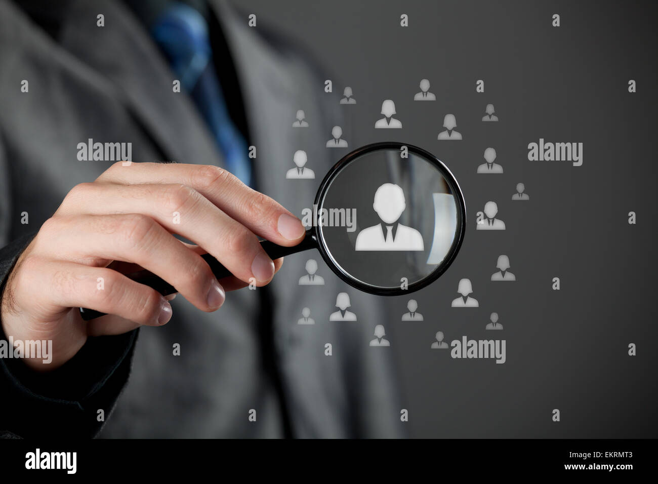 Human resources officer (HR) choose employee standing out of the crowd ...