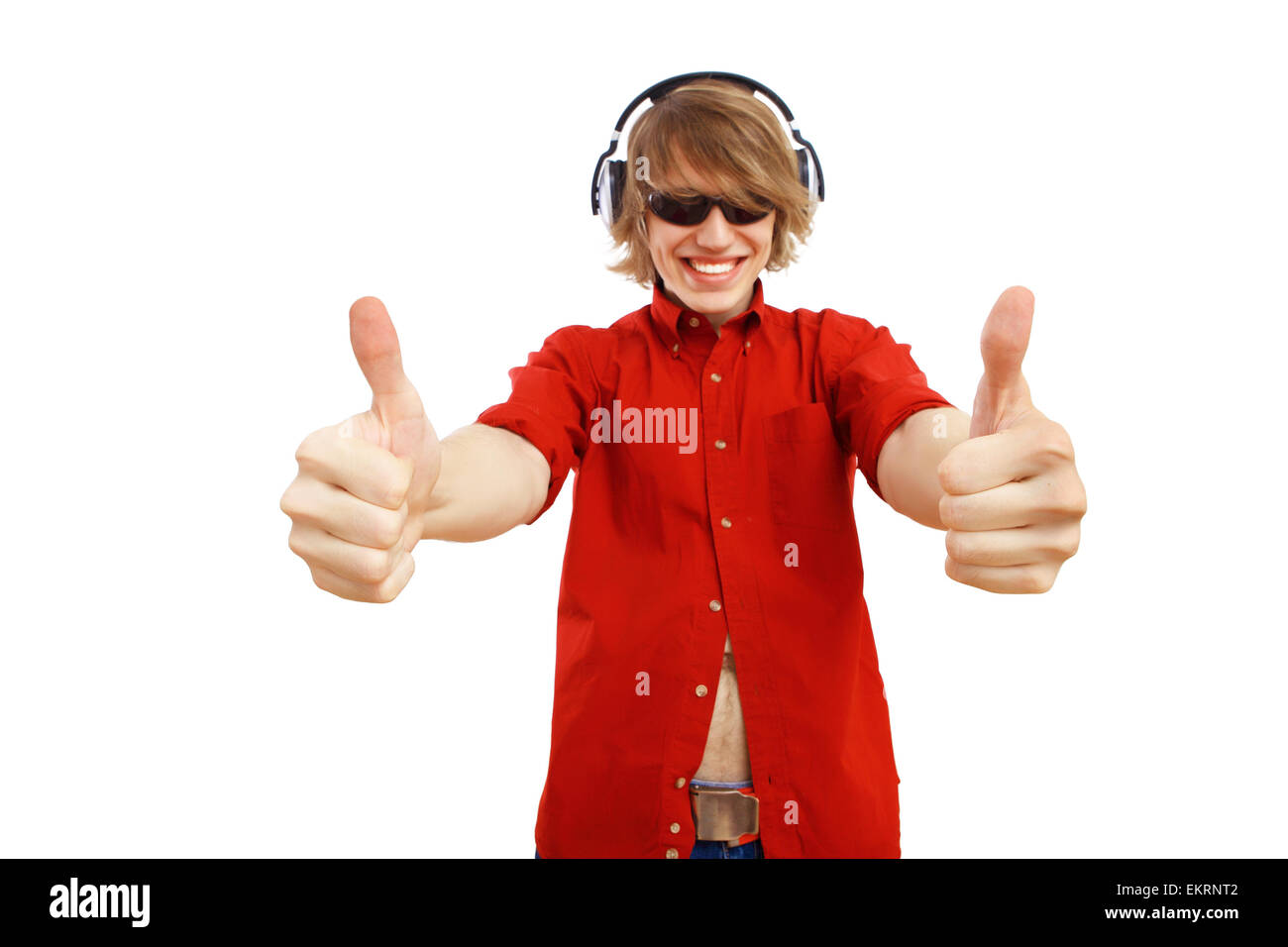 Happy smiling young man dancing Stock Photo - Alamy