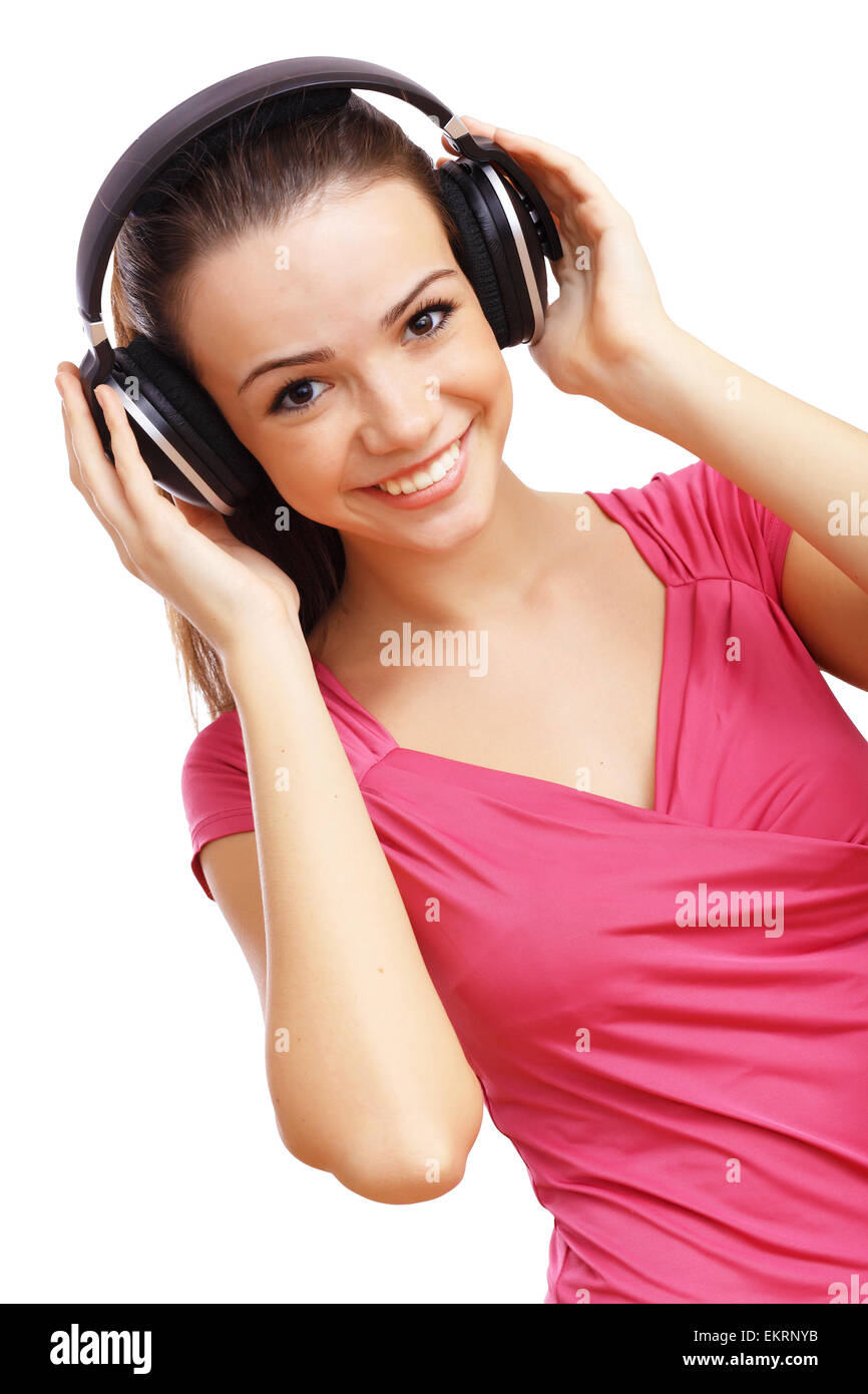 Happy smiling girl dancing Stock Photo - Alamy