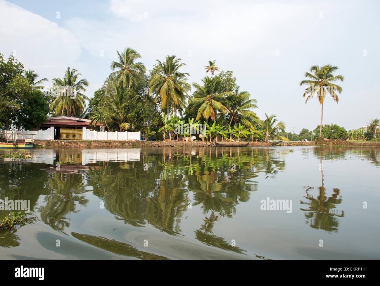 Reflections in the Backwaters of Kumarakom, Kerala India Stock Photo ...