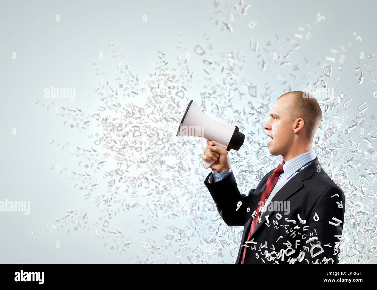 Businessman with megaphone Stock Photo - Alamy