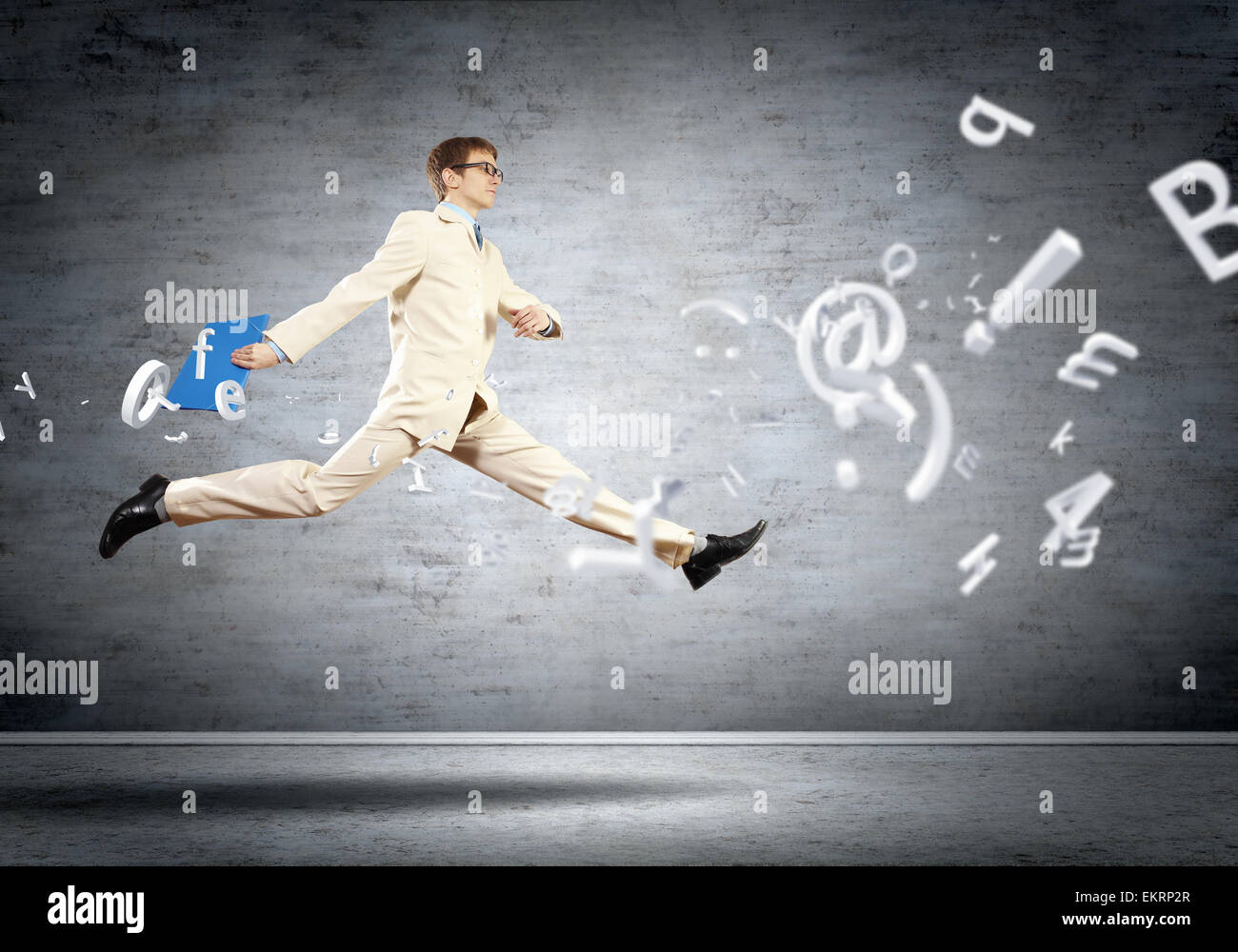 Image of running businessman Stock Photo - Alamy