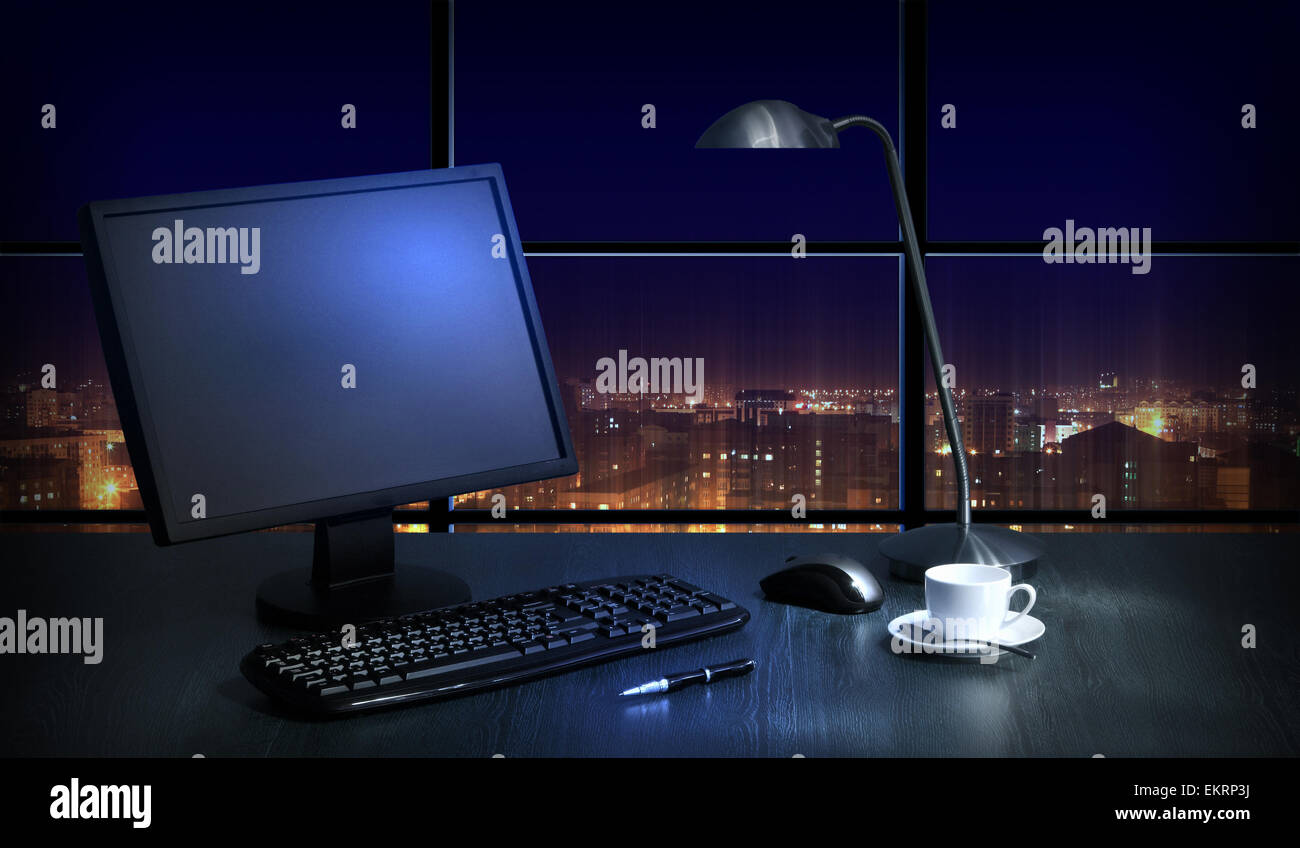 Office at night Stock Photo - Alamy