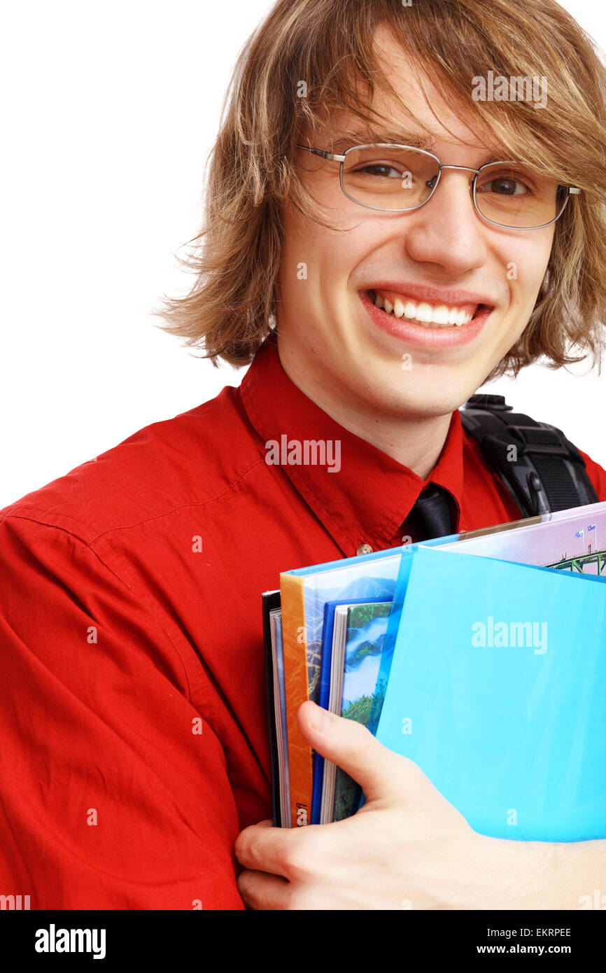 Happy student with books Stock Photo - Alamy