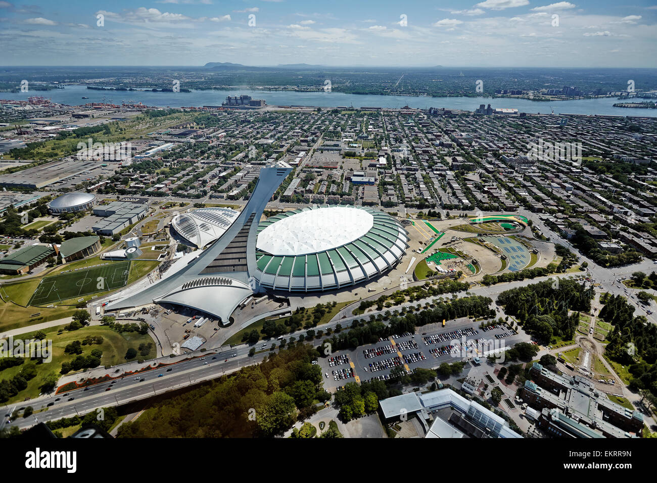 Aerial view olympic stadium montreal hi-res stock photography and ...