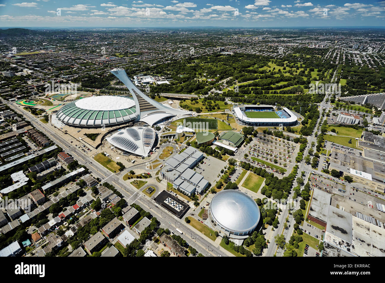 Aerial view of Olympic Stadium; Montreal, Quebec, Canada Stock Photo ...