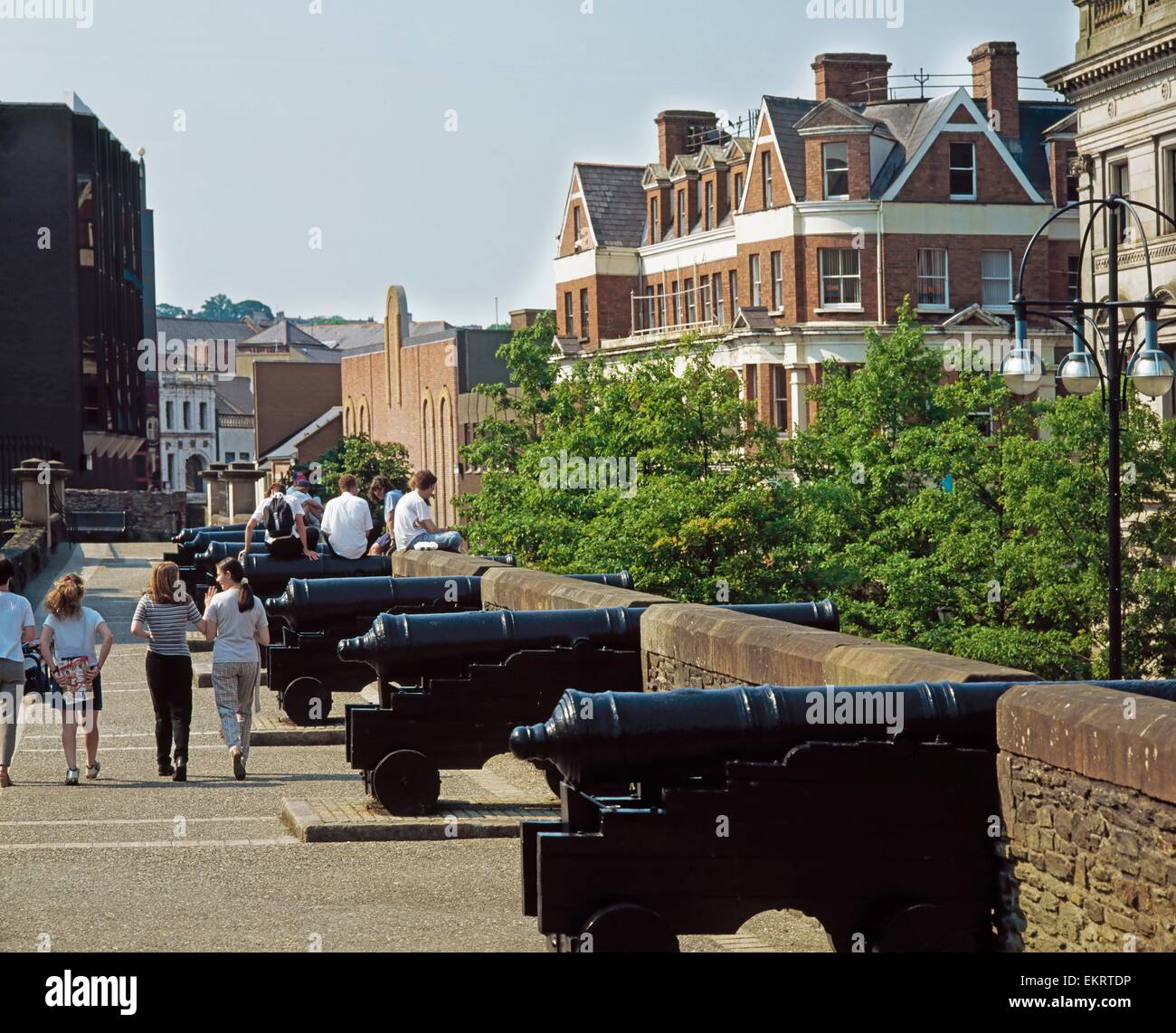 Cannon On The City Walls, Derry City, County Derry, Ireland Stock Photo ...