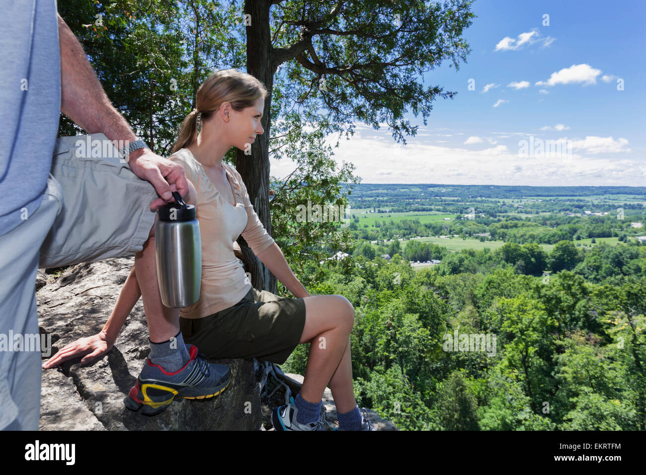 Hikers taking a break at Rattlesnake Point; Milton, Ontario Stock Photo ...