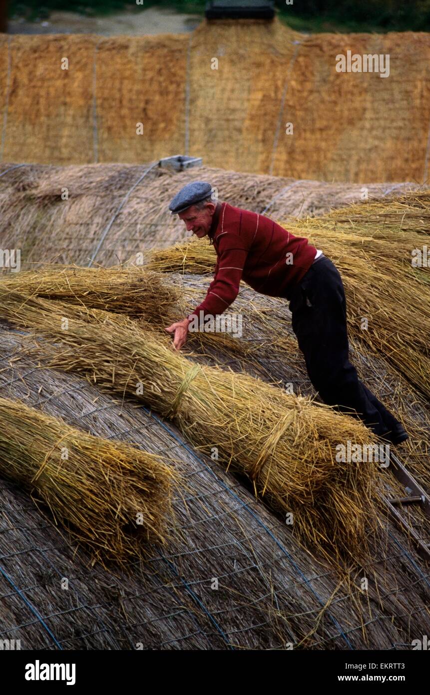 Traditional Thatching, Glencolumbkille Co Donegal Stock Photo - Alamy