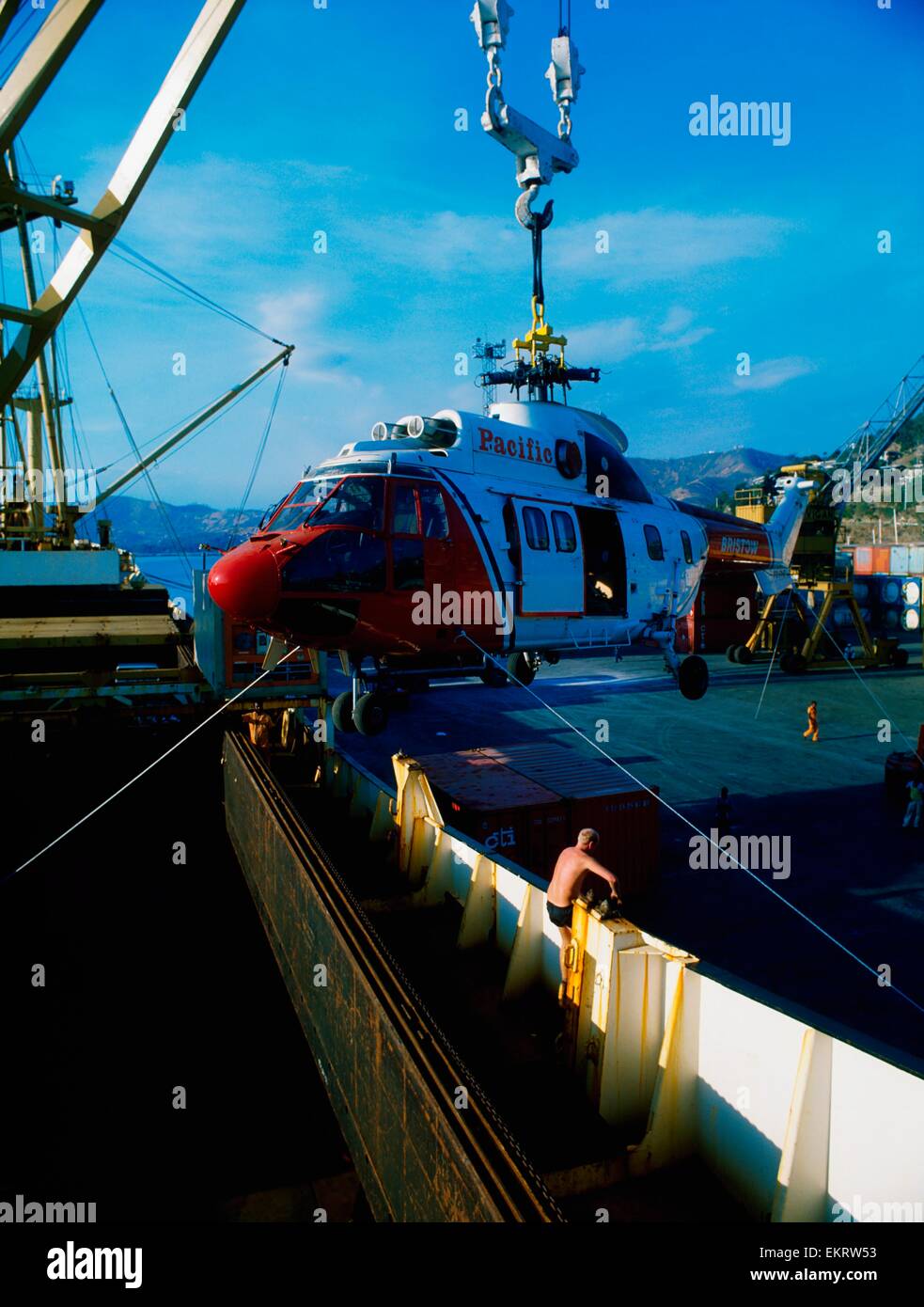 Docks Loading Helicopter At Port Morsby, Papua New Guinea Stock Photo ...
