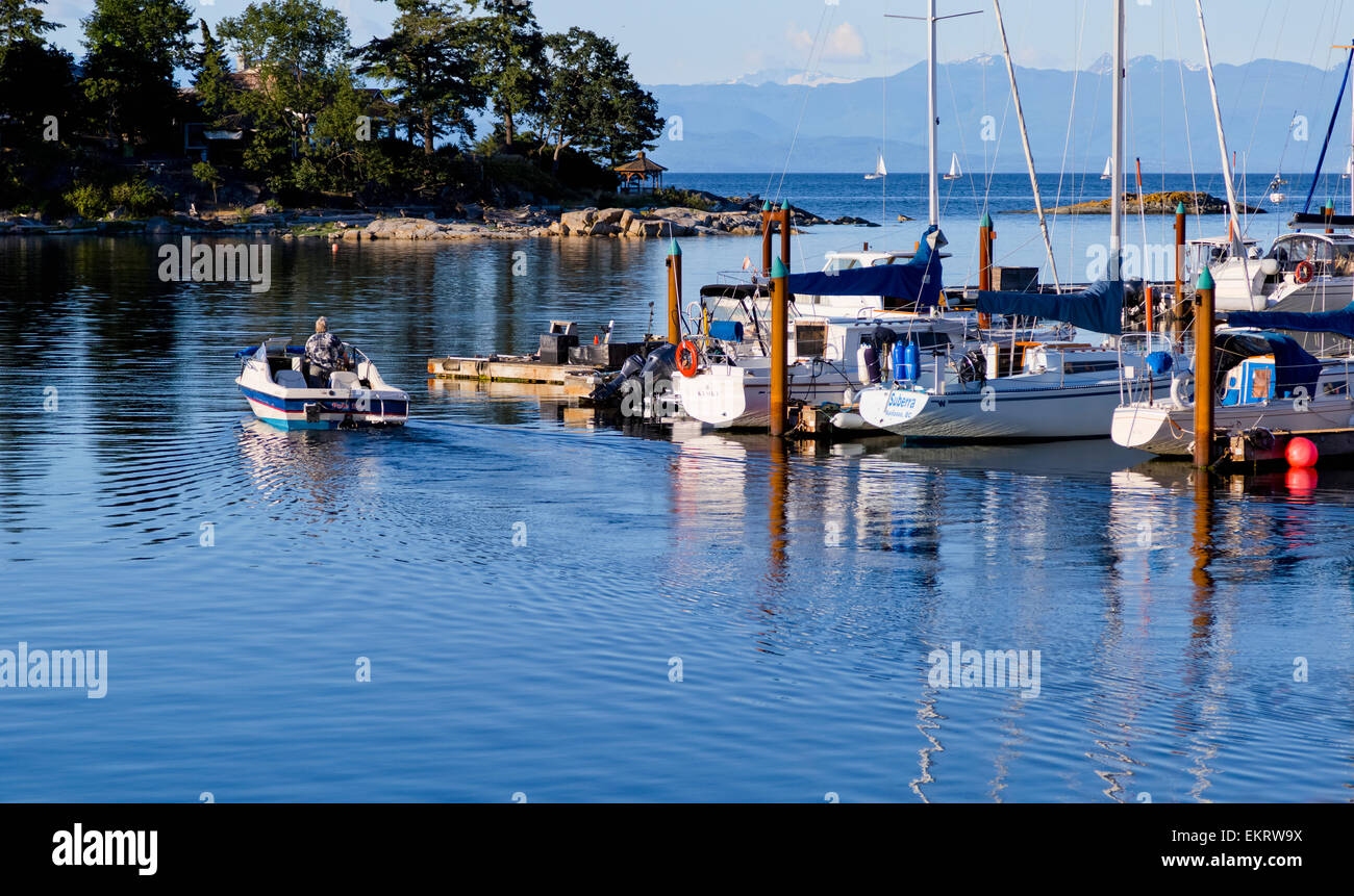Nanoose Bay marina before sunset; Vancouver Island, British Columbia ...