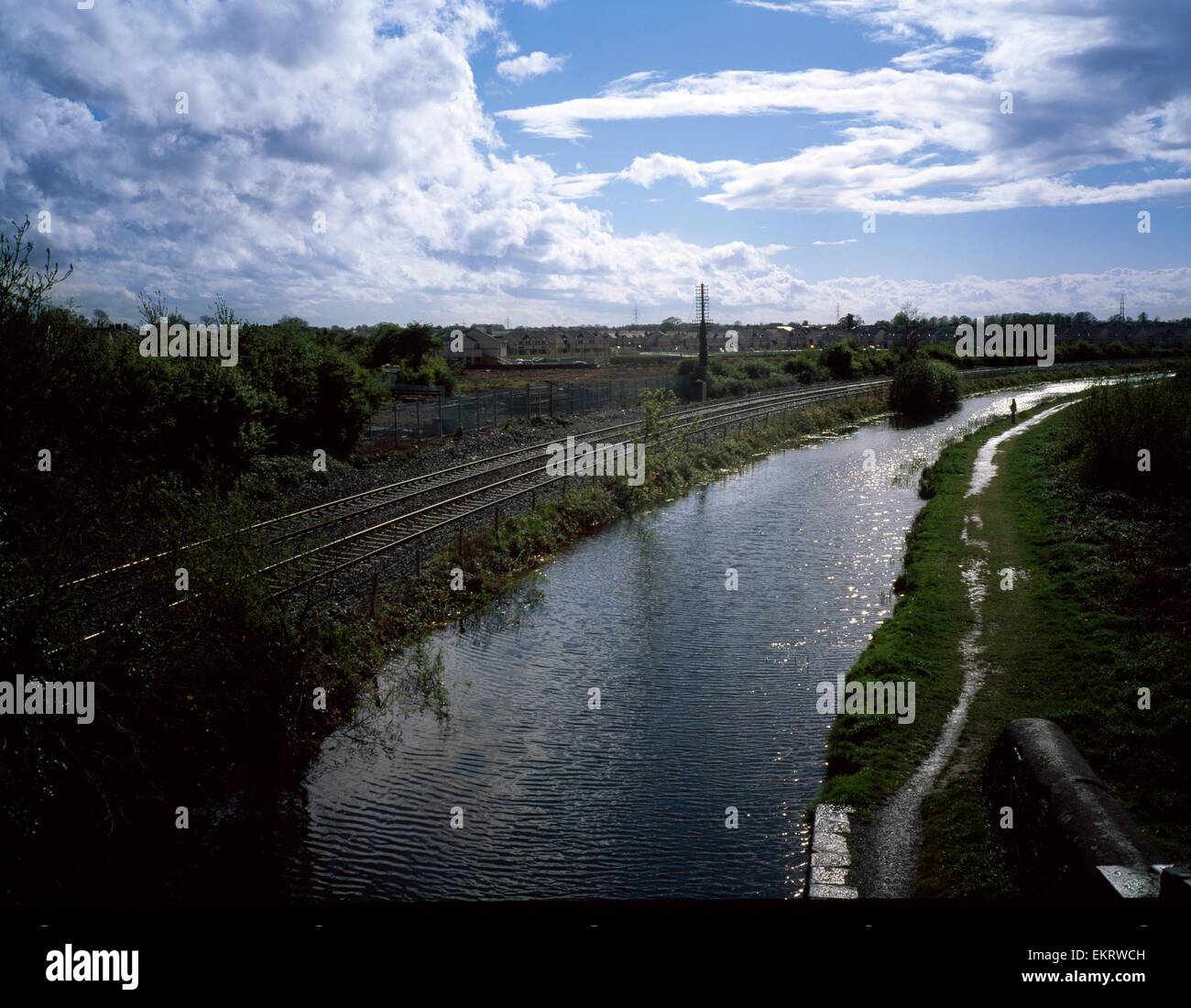 Leixlip, Co Kildare, Ireland, Royal Canal And Railway Stock Photo - Alamy