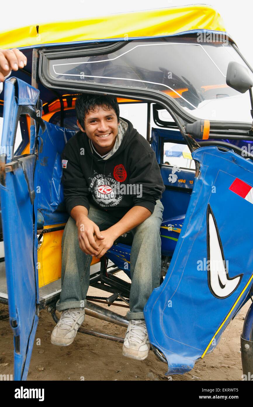 Taxi Driver In Cab, Lima, Peru Stock Photo - Alamy