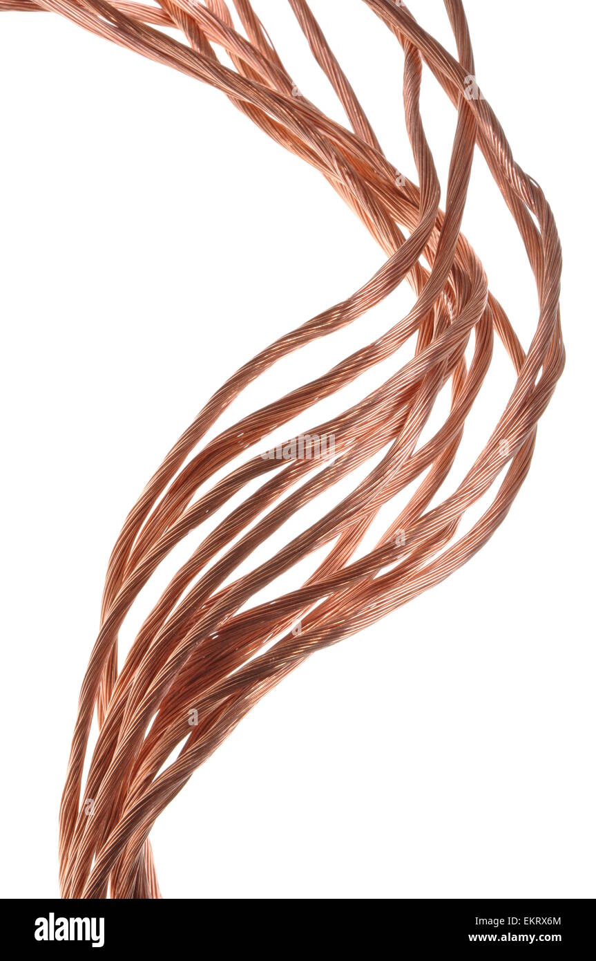 Copper wire isolated on white background Stock Photo - Alamy