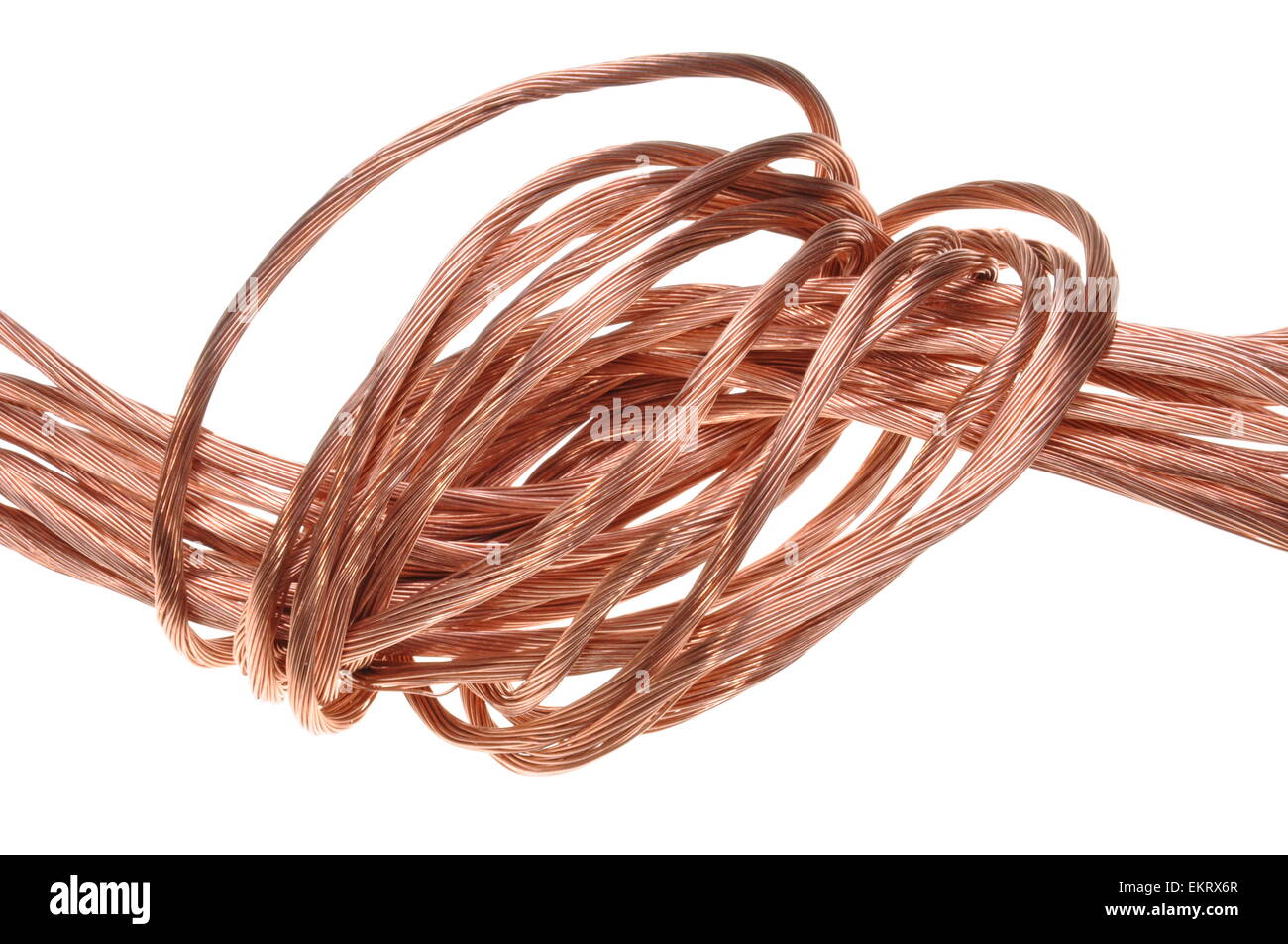 Copper wire isolated on white background Stock Photo - Alamy