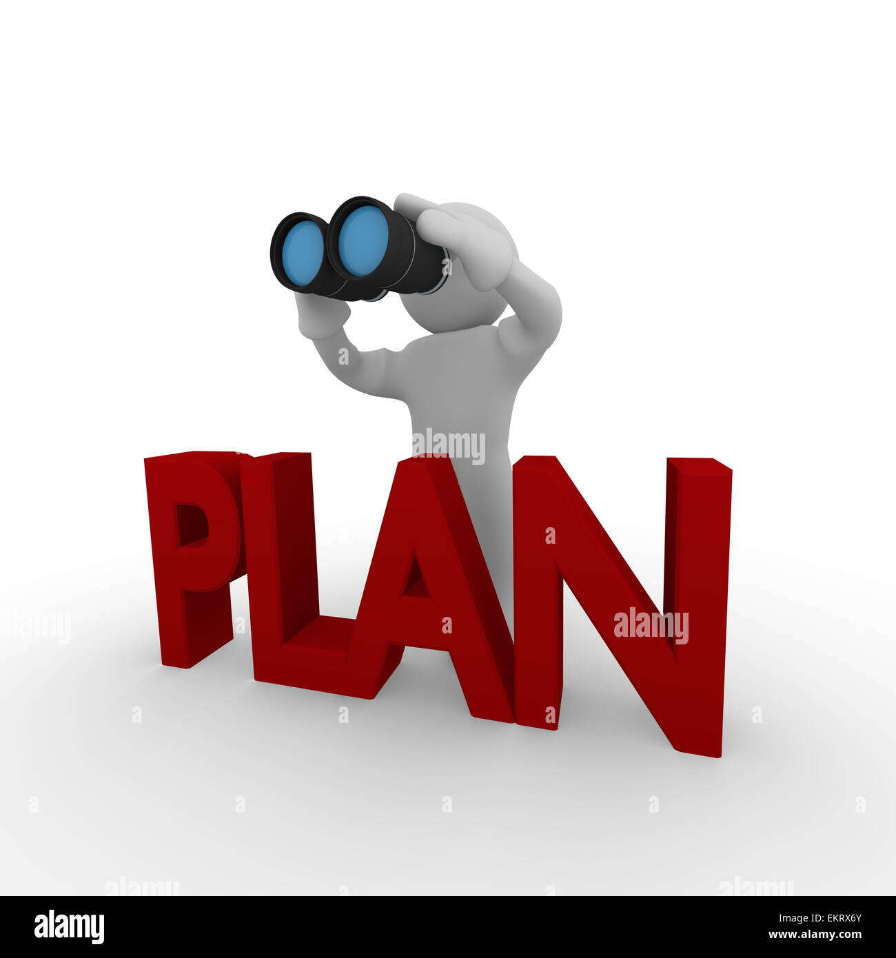 3d man with binoculars searching for the plan Stock Photo - Alamy