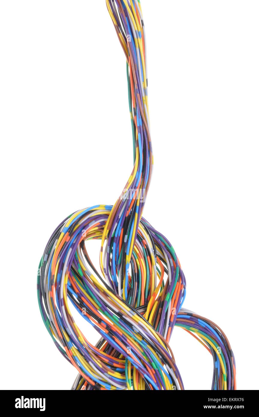 Multicolored network computer cable isolated on white background Stock ...