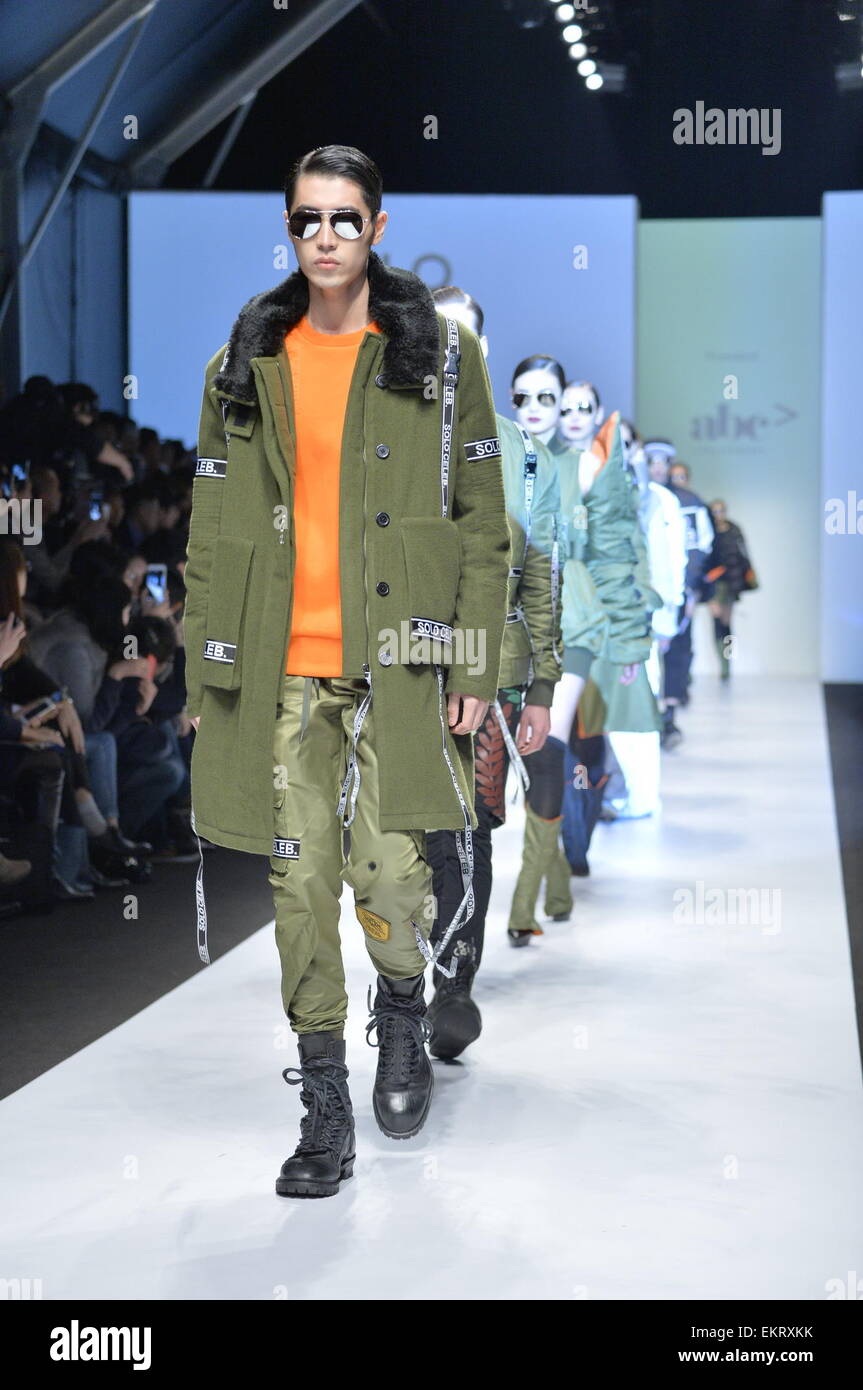 Shanghai. 13th Apr, 2015. Models present creations of HTDG and SOLO ...