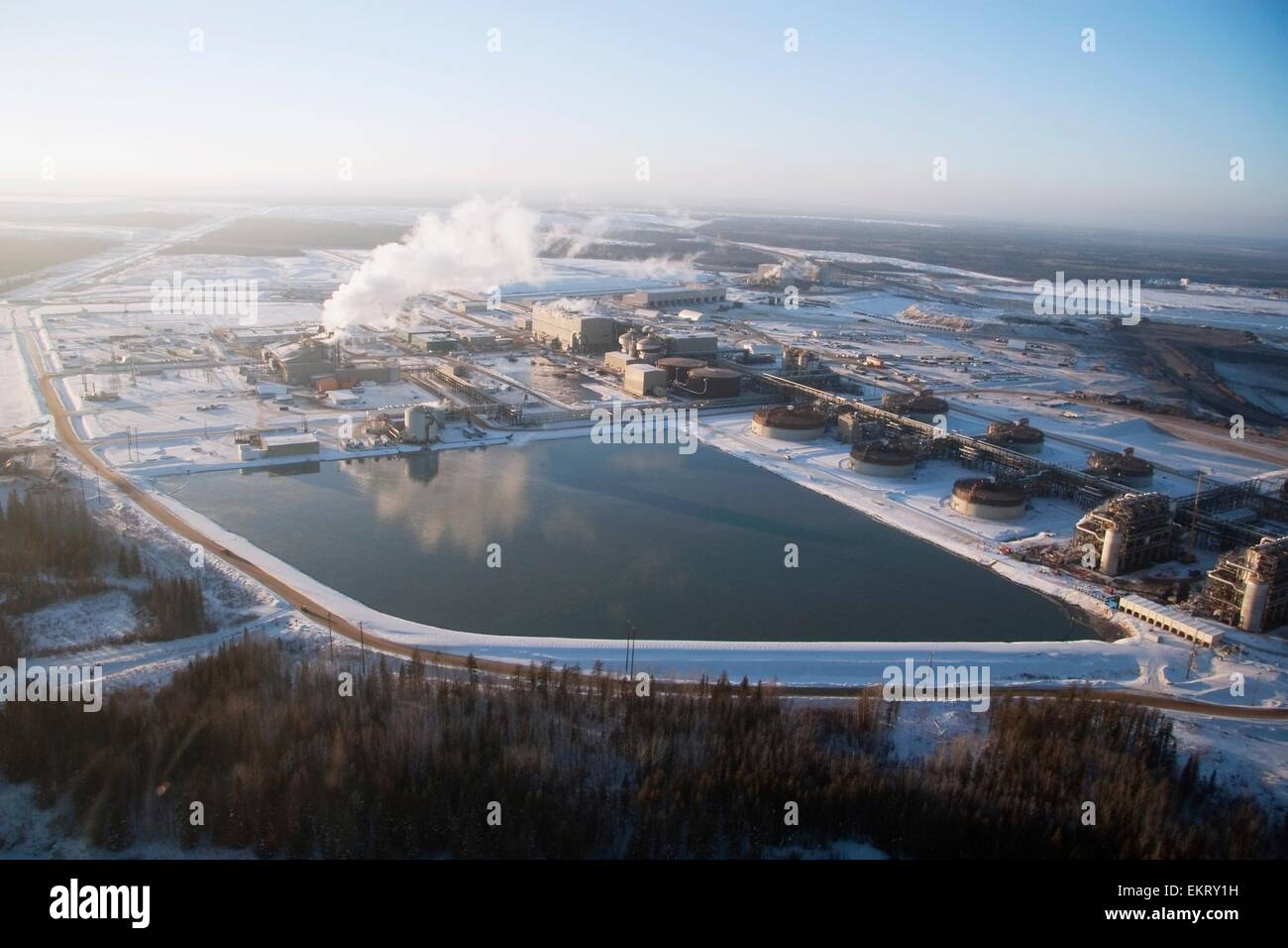 Aerial Of Oil Sands Site In Winter, Fort Mcmurray, Alberta, Canada ...