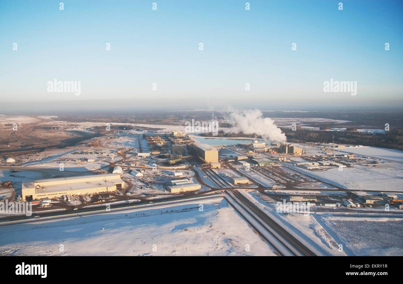 Aerial Of Oil Sands Site In Winter, Fort Mcmurray, Alberta, Canada ...