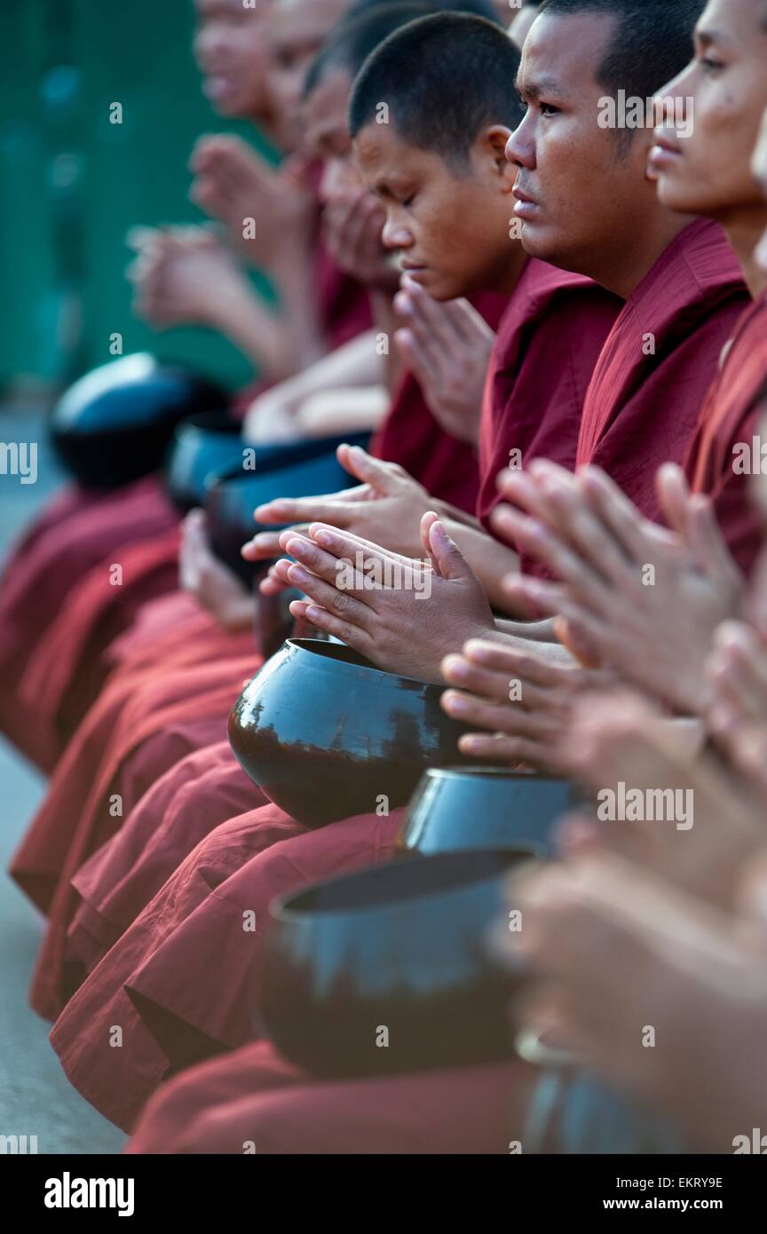 A Row Of Buddhists Chanting; Chiang Mai, Thailand Stock Photo - Alamy